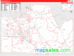Pinal County, AZ Zip Code Wall Map Red Line Style by MarketMAPS