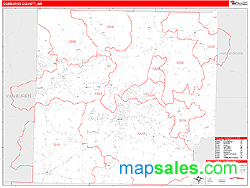 Cleburne County, AR Wall Map Red Line Style by MarketMAPS