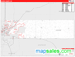 Adams County, CO Zip Code Wall Map Red Line Style by MarketMAPS
