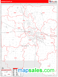 Johnson County, IA Zip Code Wall Map Red Line Style by MarketMAPS