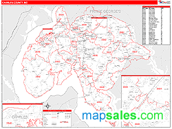 Charles County, MD Zip Code Wall Map Red Line Style by MarketMAPS