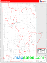 Hubbard County, MN Wall Map Red Line Style by MarketMAPS