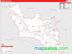 Sanders County, MT Wall Map Red Line Style by MarketMAPS