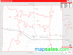 Cheyenne County, NE Zip Code Wall Map Red Line Style by MarketMAPS