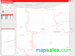 Kearney County, NE Zip Code Wall Map Red Line Style by MarketMAPS