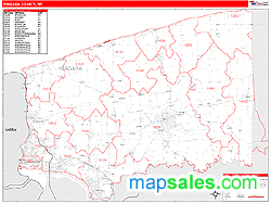 Niagara County, NY Zip Code Wall Map Red Line Style by MarketMAPS