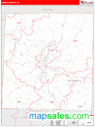 Person County, NC Zip Code Wall Map Red Line Style by MarketMAPS