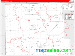 Williams County, OH Wall Map Red Line Style by MarketMAPS