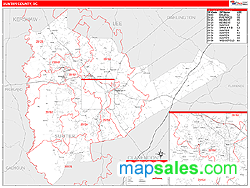 Sumter County, SC Zip Code Wall Map Red Line Style by MarketMAPS