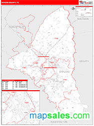 Brazos County, TX Zip Code Wall Map Red Line Style by MarketMAPS