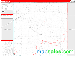 Gray County, TX Zip Code Wall Map Red Line Style by MarketMAPS