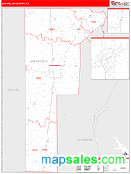 Jim Wells County, TX Wall Map Red Line Style by MarketMAPS