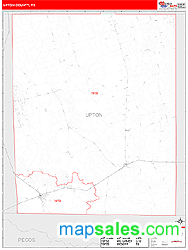 Upton County, TX Wall Map Red Line Style by MarketMAPS