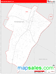 Winchester County, VA Wall Map Red Line Style by MarketMAPS
