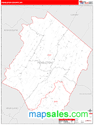 Pendleton County, WV Wall Map Red Line Style by MarketMAPS