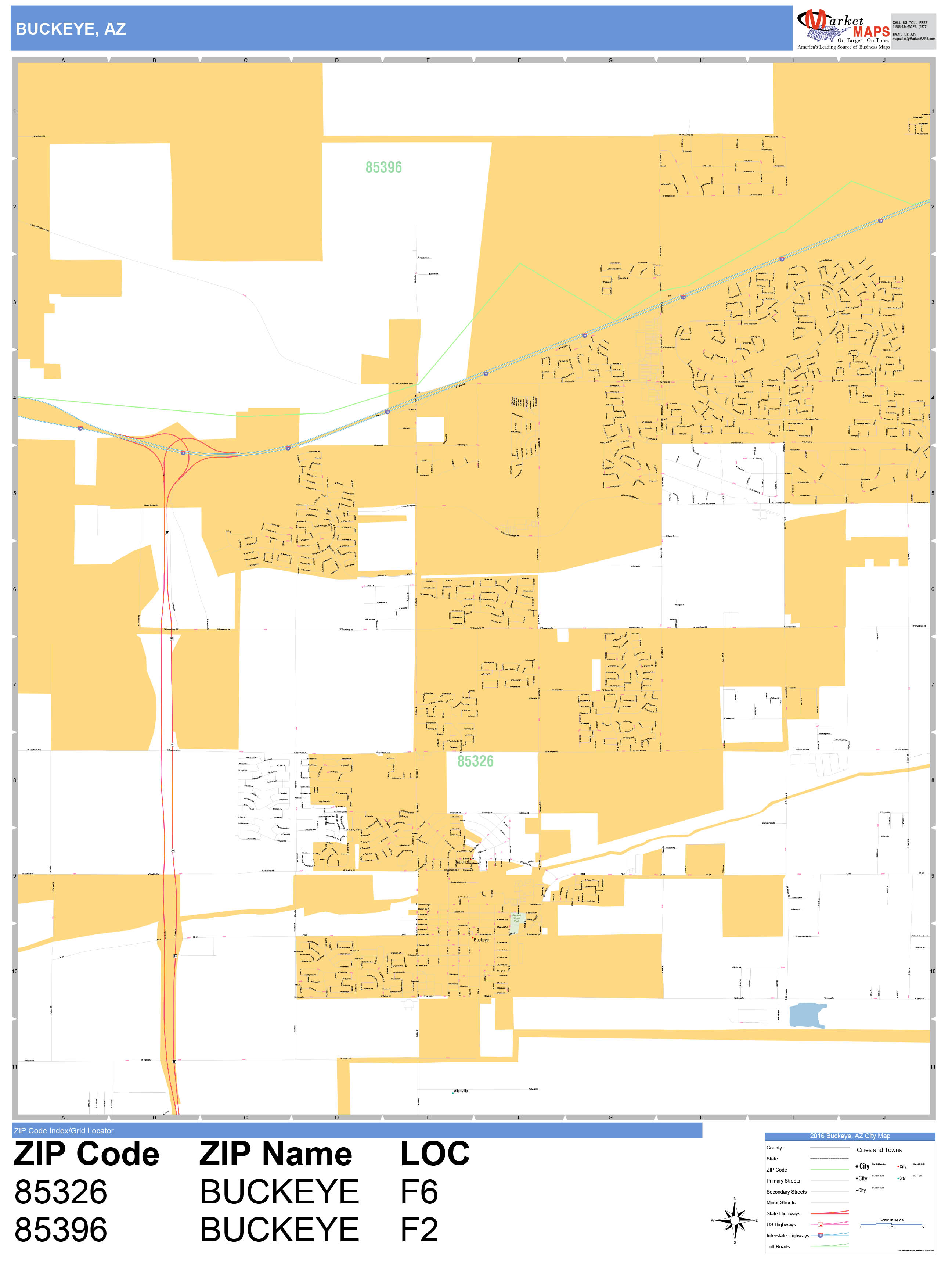Buckeye Arizona Wall Map (Basic Style) by MarketMAPS - MapSales.com