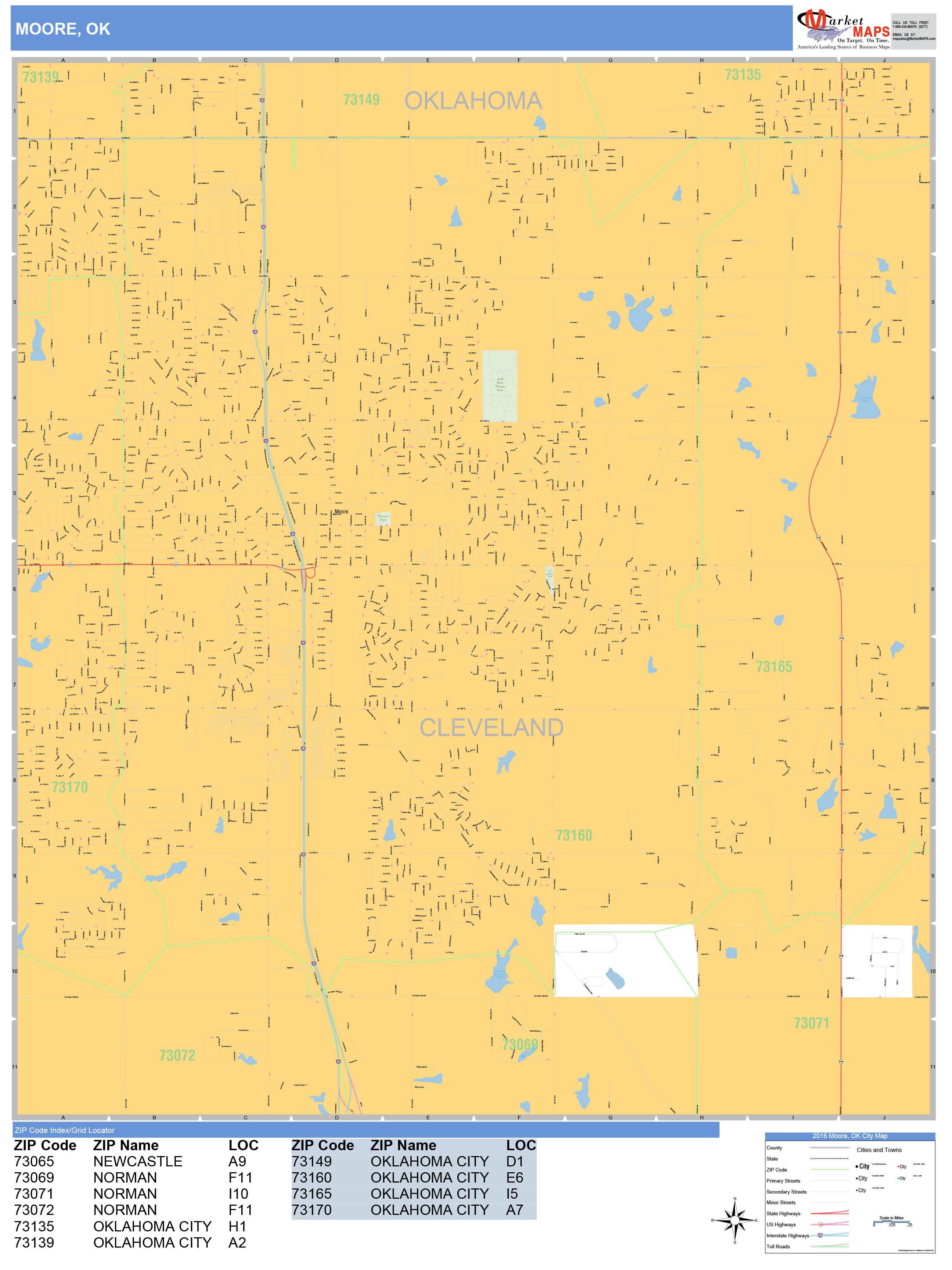 Moore Oklahoma Wall Map (Basic Style) by MarketMAPS - MapSales.com