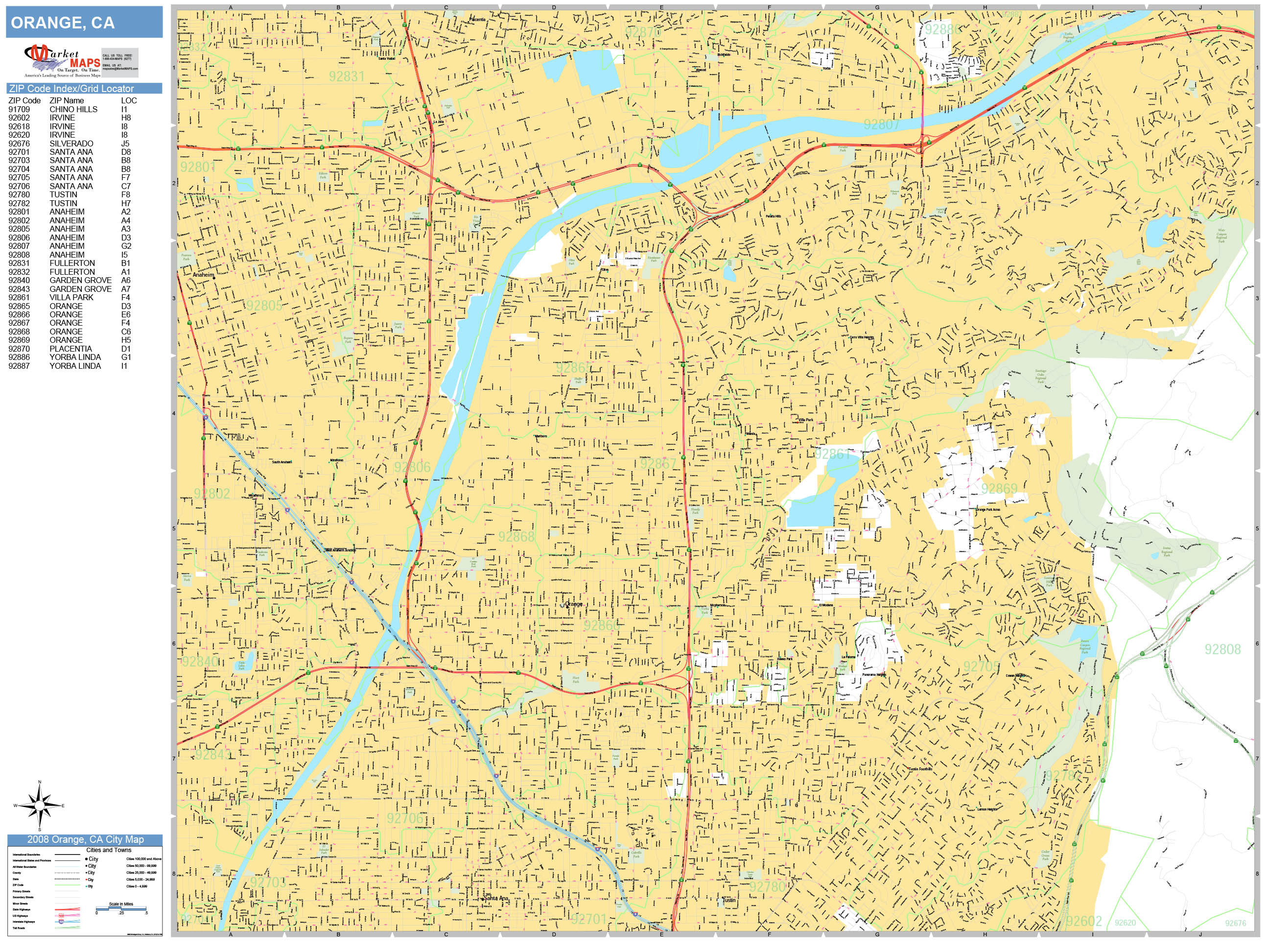 Orange California Wall Map (Basic Style) by MarketMAPS - MapSales