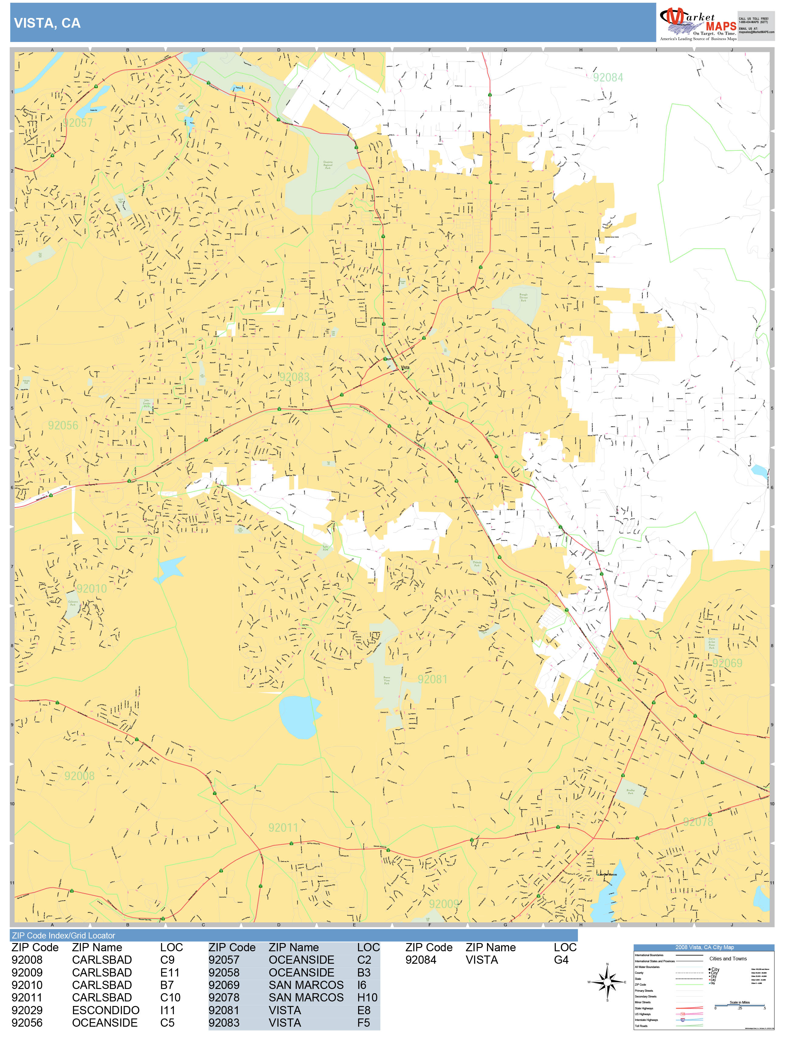 Vista California Wall Map (Basic Style) by MarketMAPS - MapSales