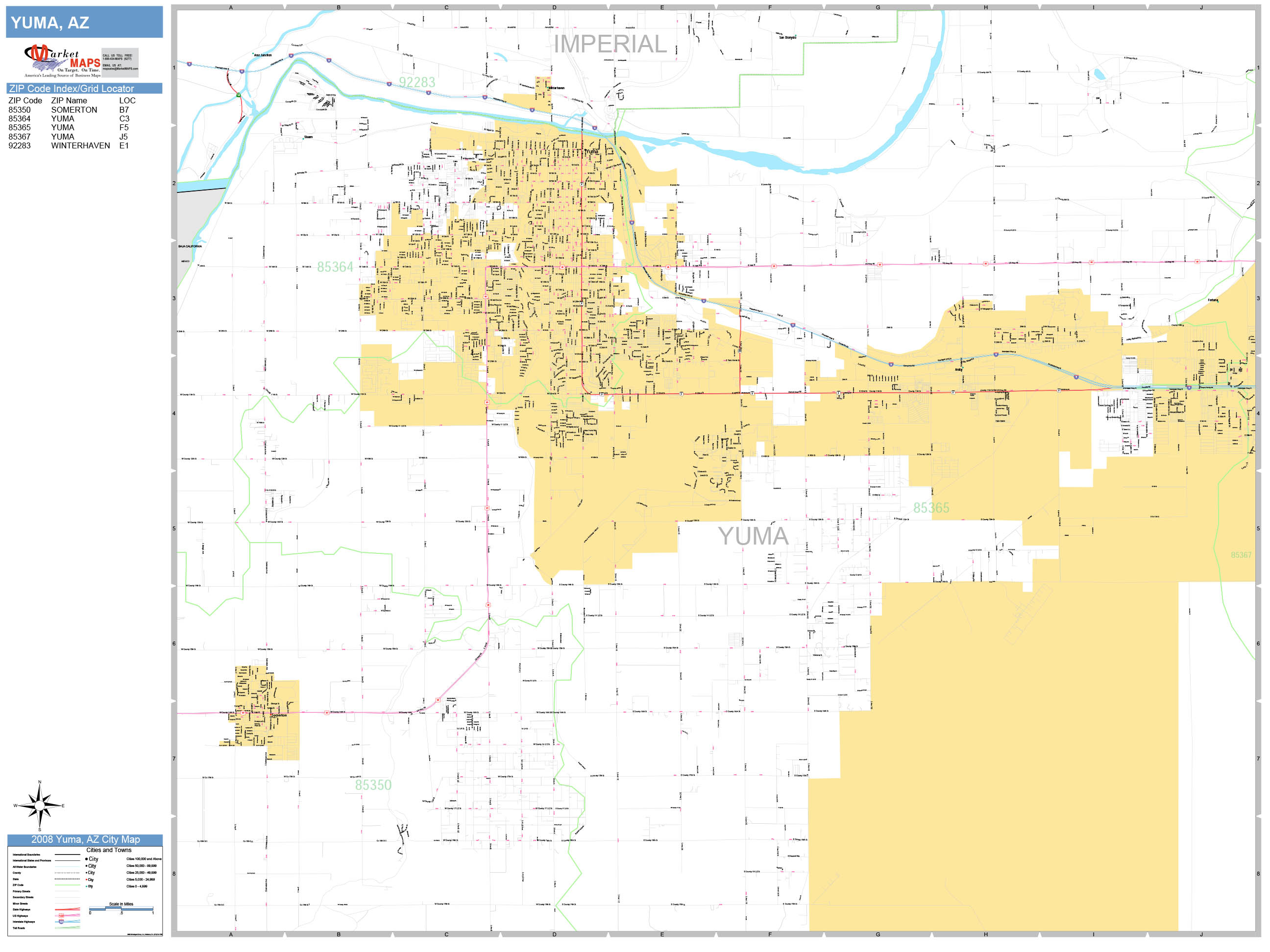 Yuma Arizona Wall Map (Basic Style) by MarketMAPS - MapSales