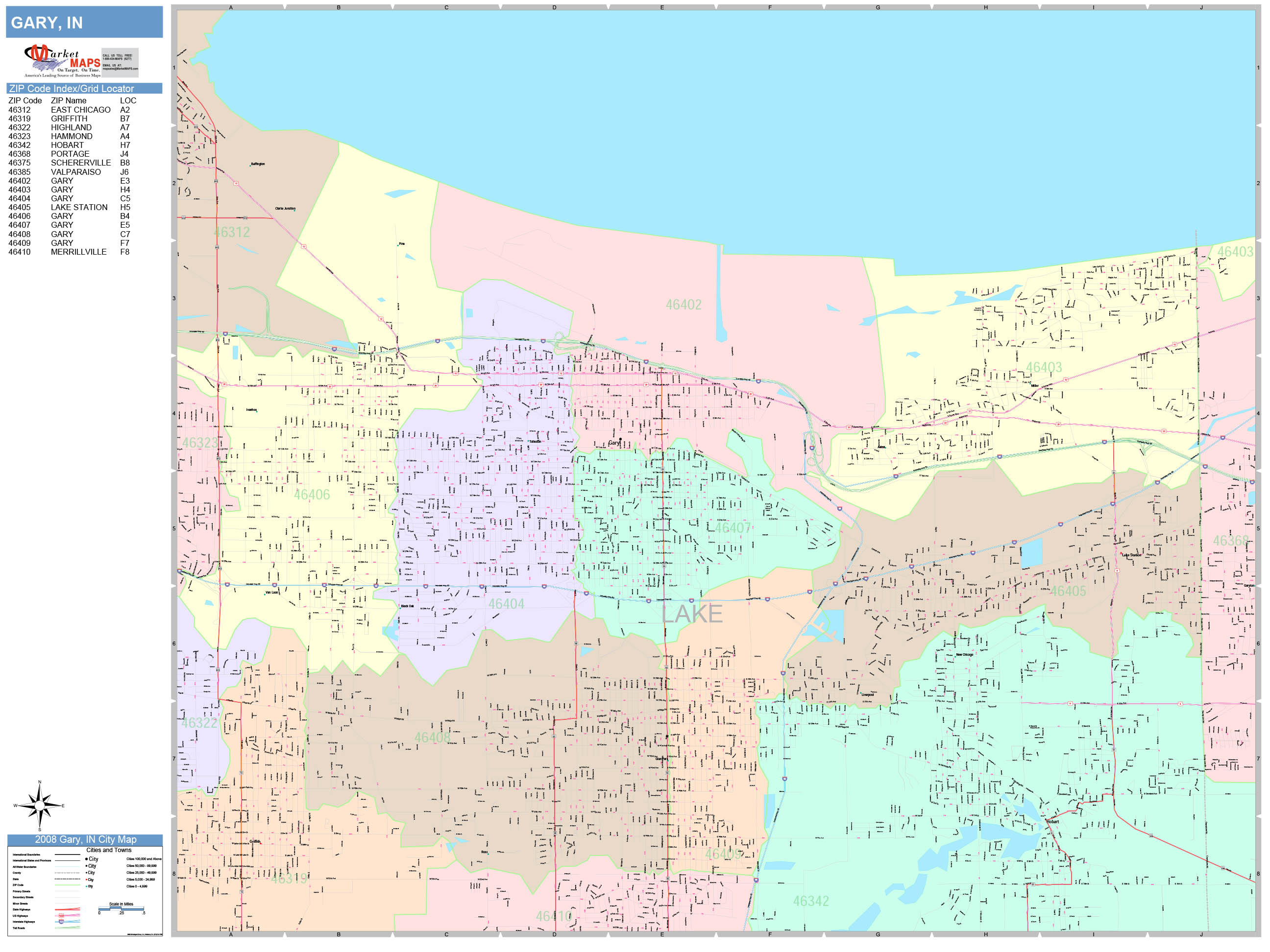 Gary Indiana Wall Map Color Cast Style By MarketMAPS Gary Indiana Wall Map Color Cast Style By MarketMAPS