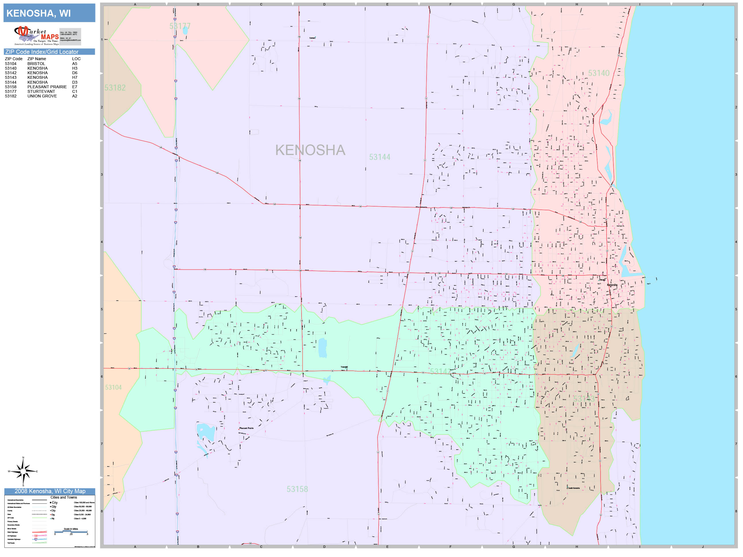 Kenosha County Wisconsin Map Of Towns And Its