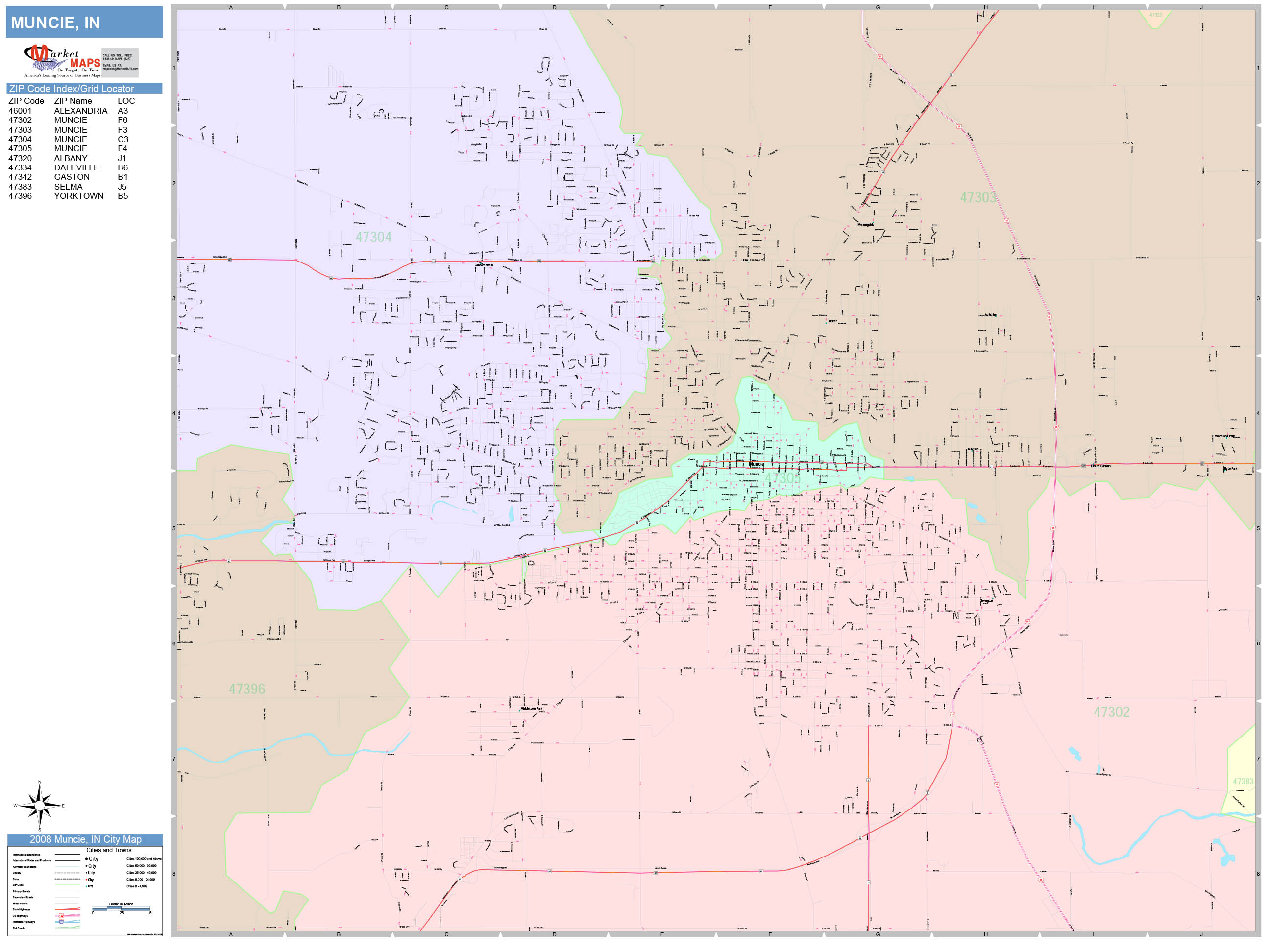 Muncie Indiana Zip Code Map - United States Map