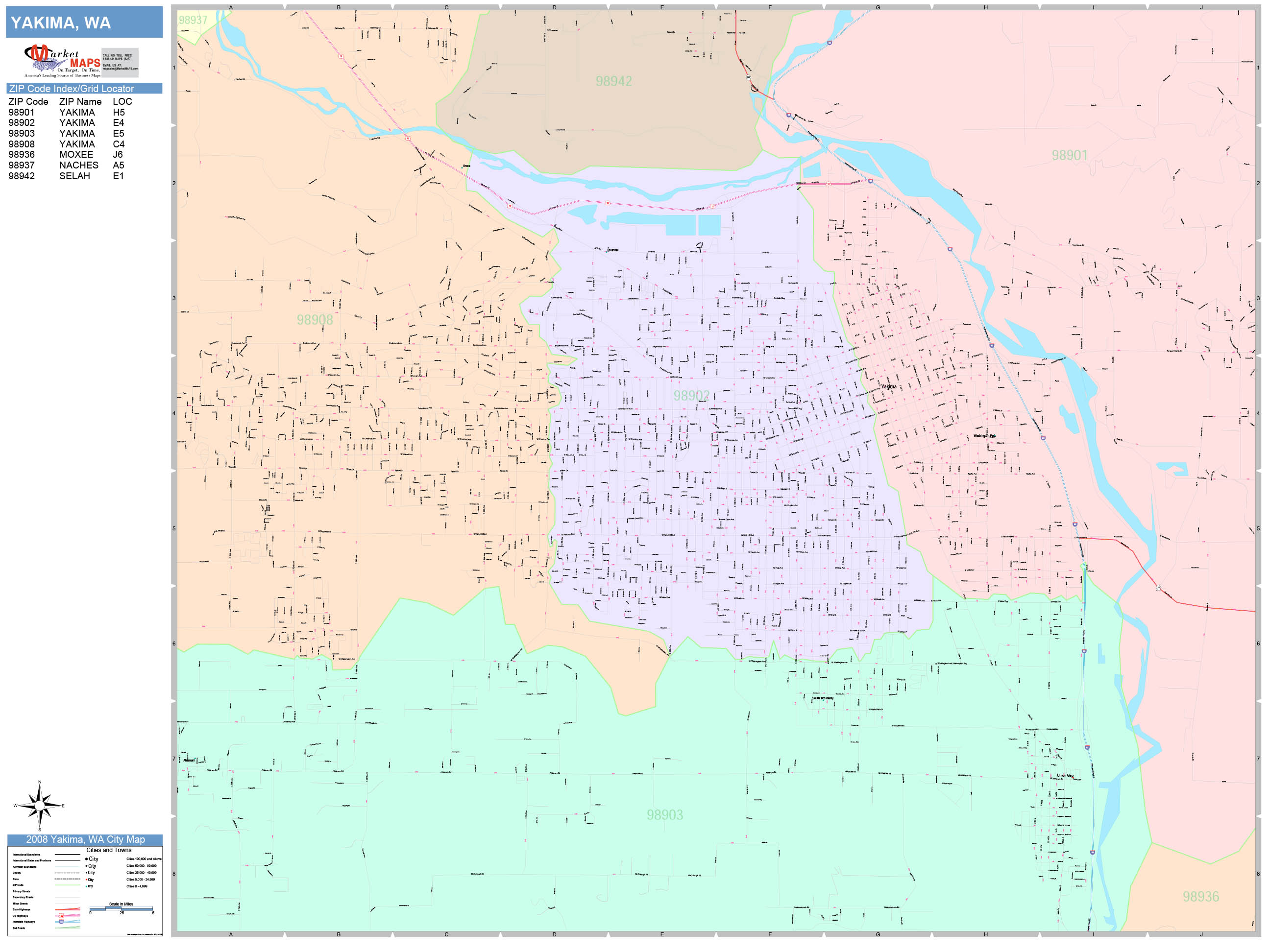 Yakima Washington Wall Map (Color Cast Style) by MarketMAPS - MapSales