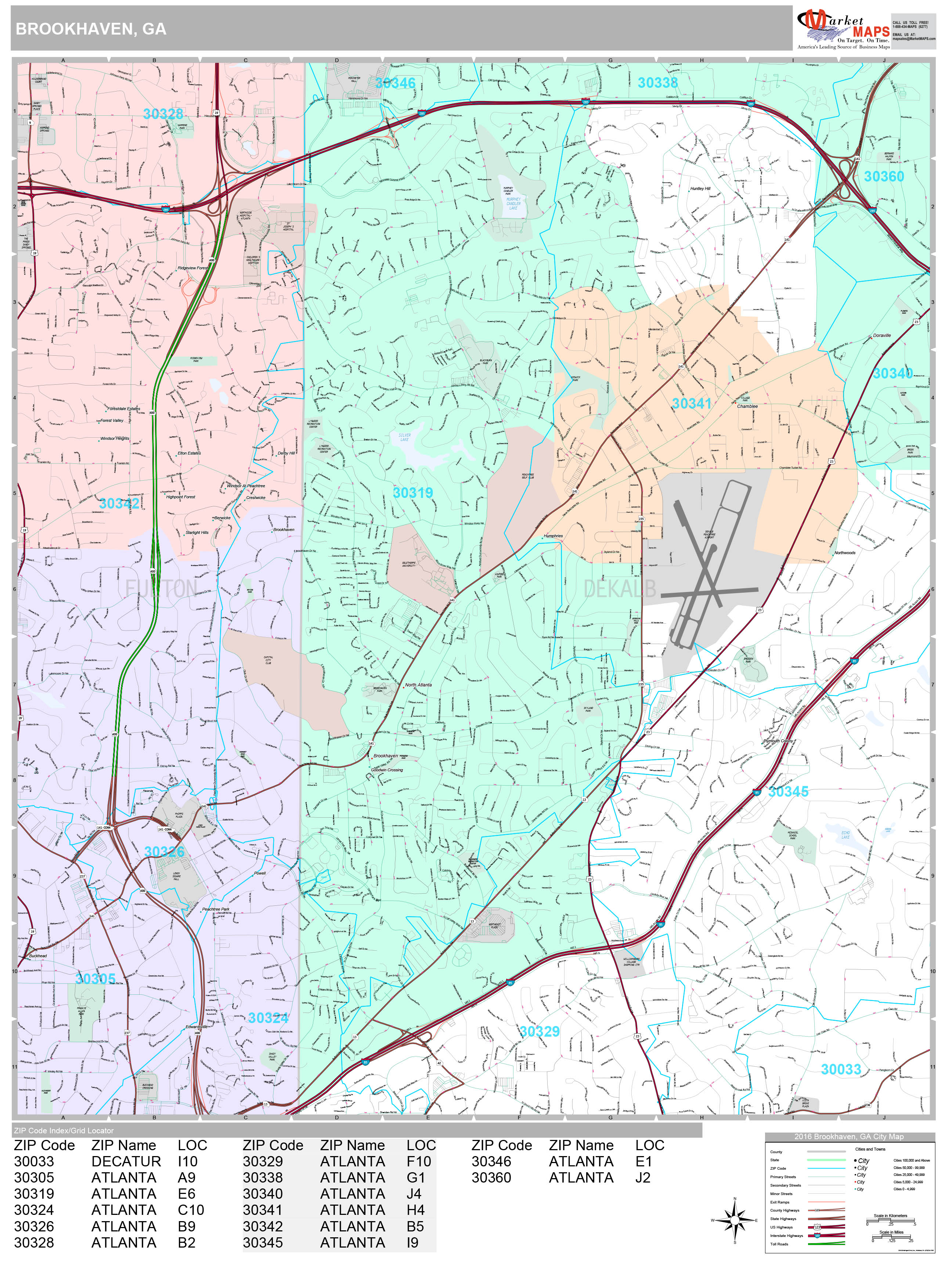 Brookhaven Georgia Wall Map Premium Style By Marketmaps