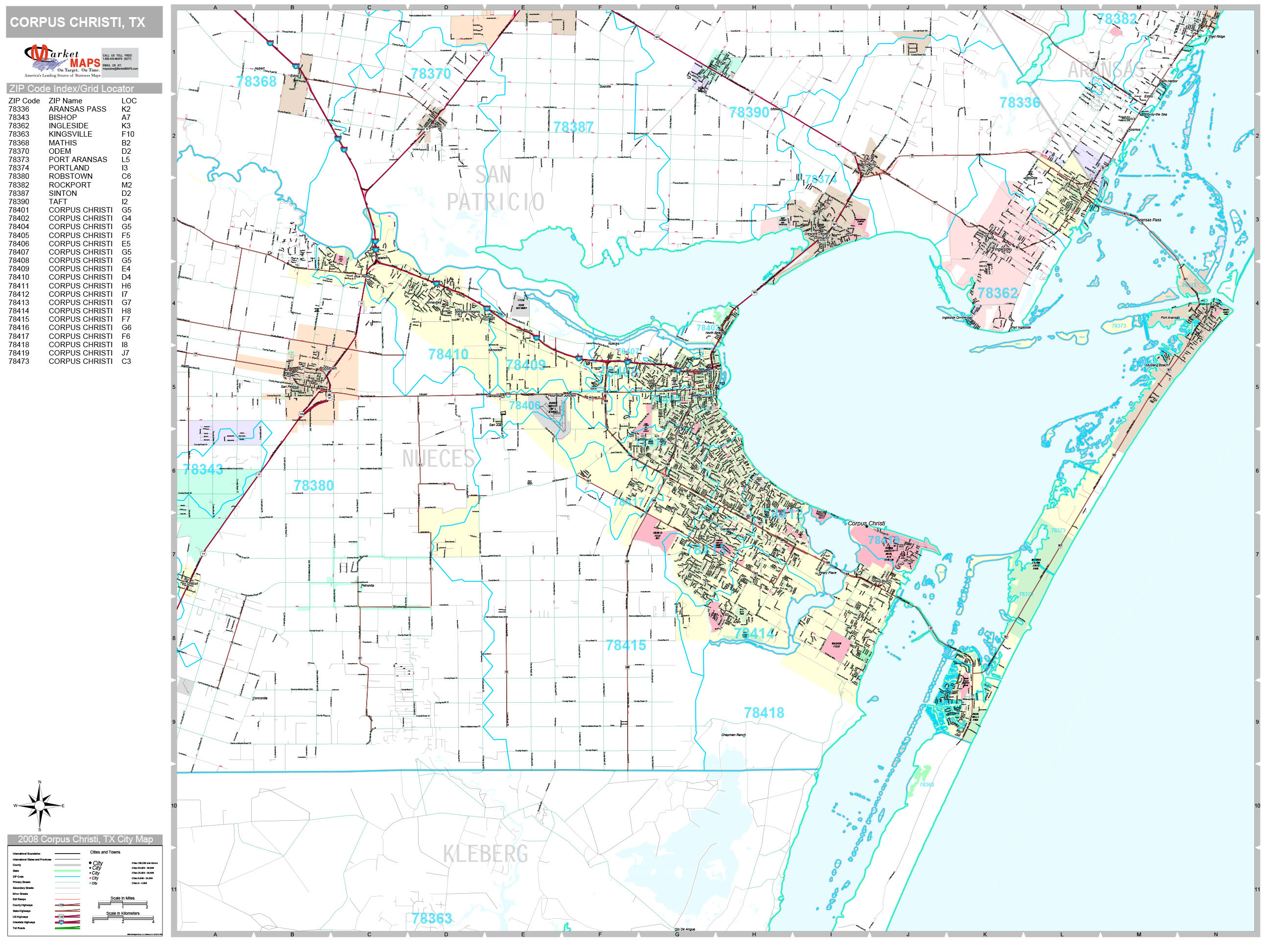 Corpus Christi Texas Wall Map (Premium Style) by MarketMAPS - MapSales
