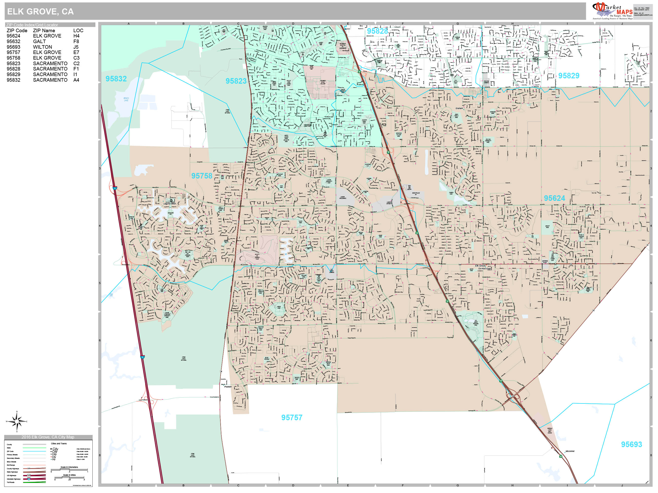 Elk Grove California Wall Map (Premium Style) by MarketMAPS Elk Grove California Wall Map (Premium Style) by MarketMAPS