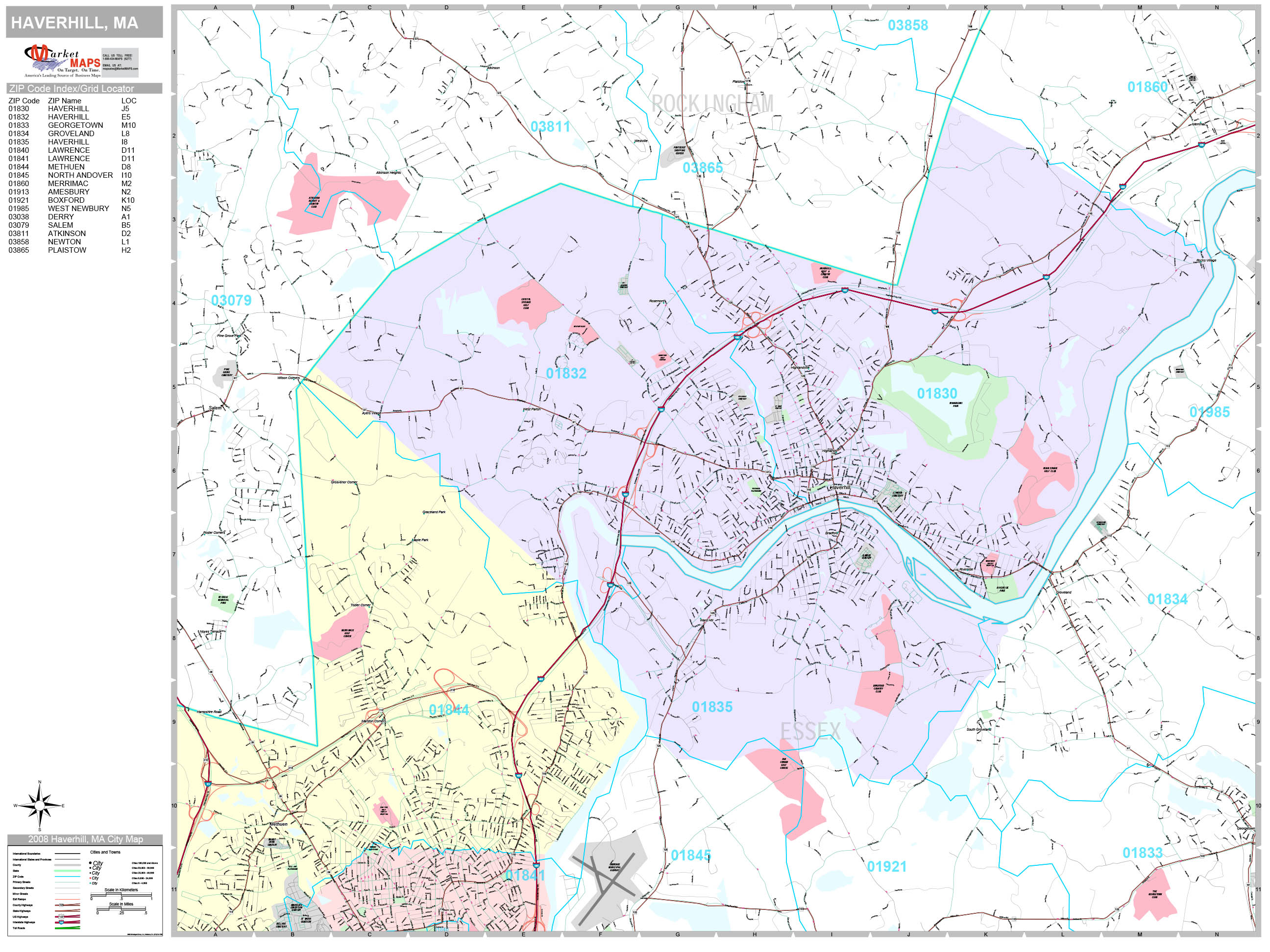 Haverhill Massachusetts Wall Map (Premium Style) by MarketMAPS ...