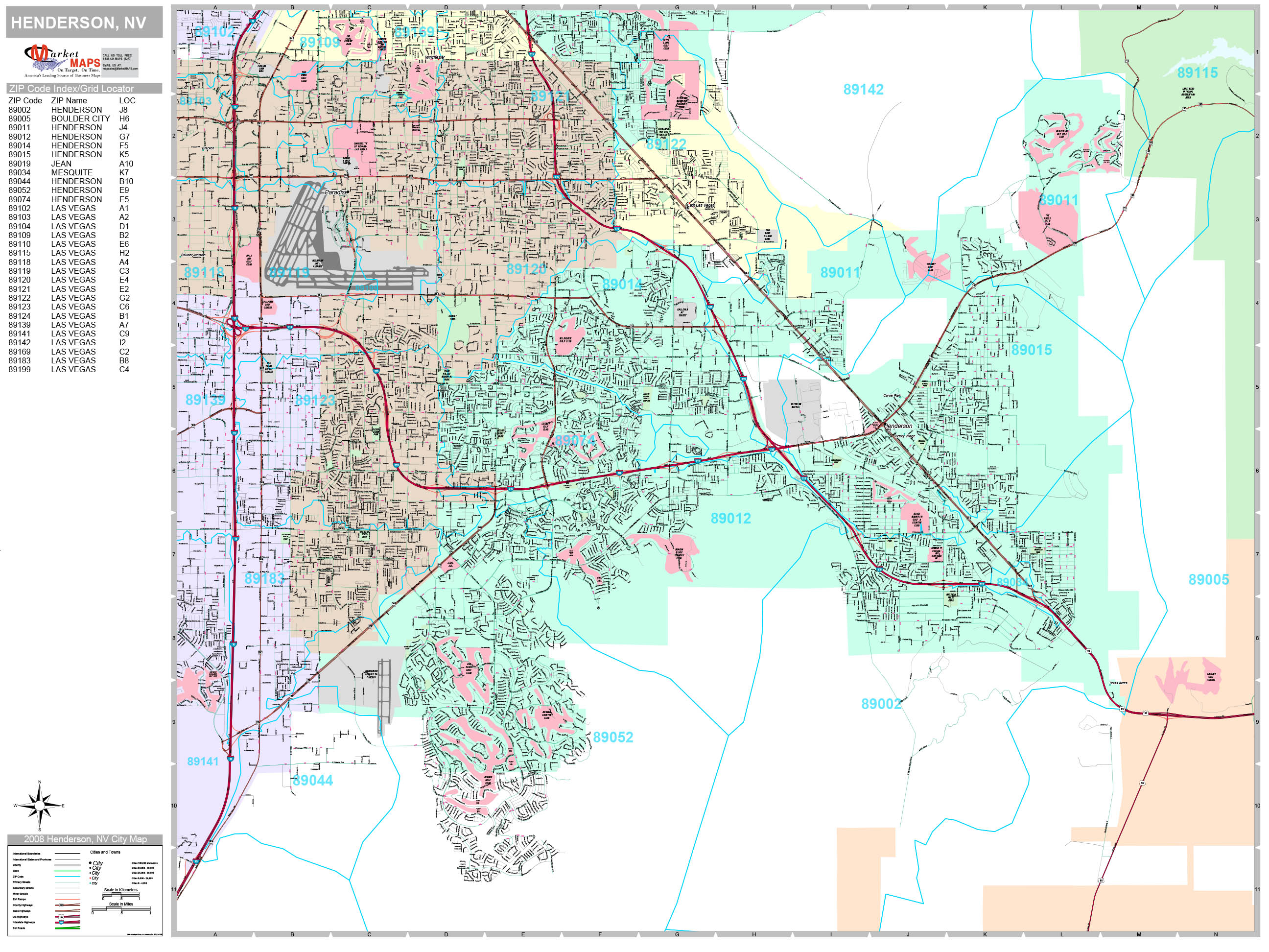 Henderson Nevada Wall Map (Premium Style) by MarketMAPS