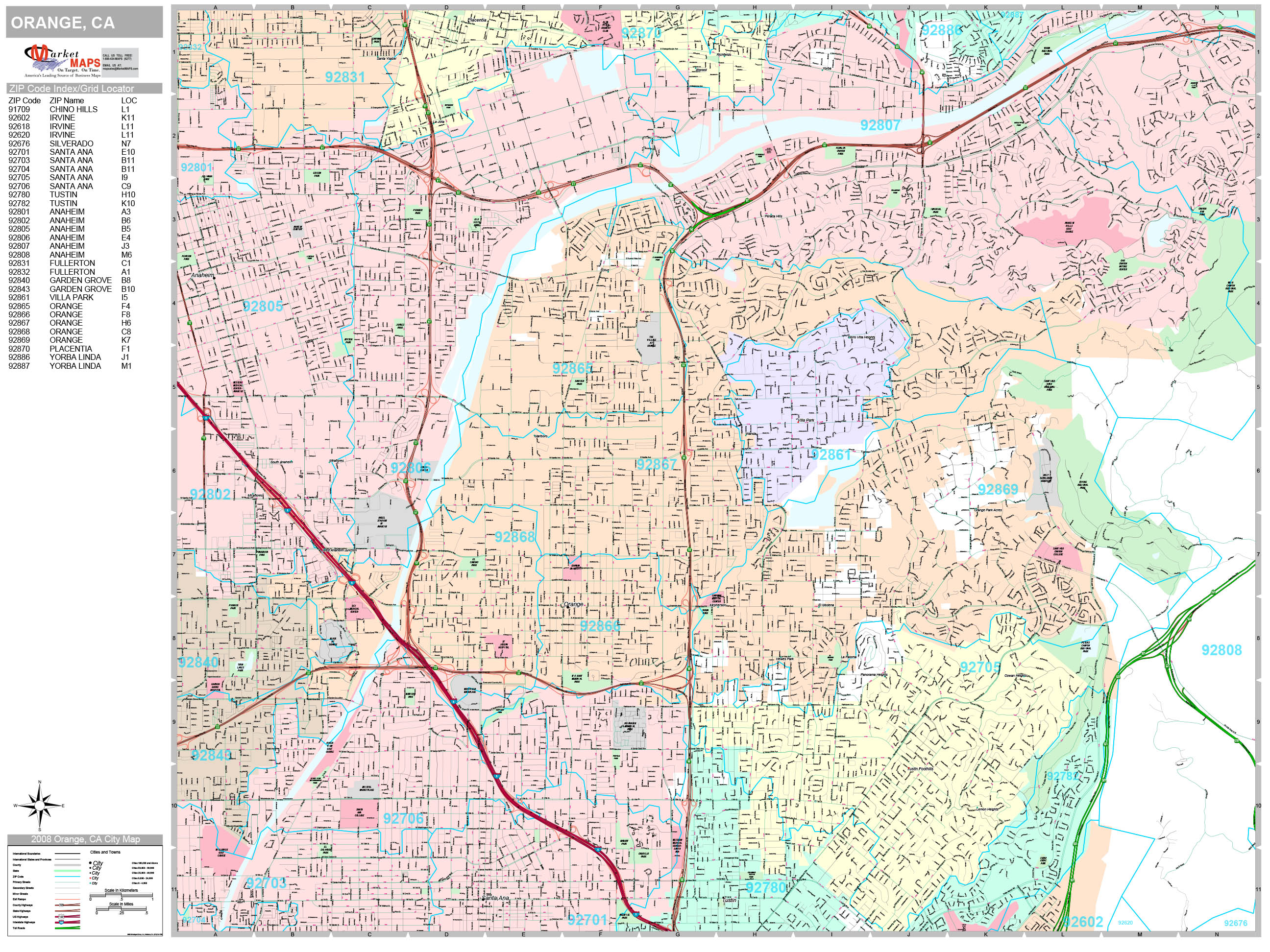 Orange California Wall Map (Premium Style) by MarketMAPS - MapSales