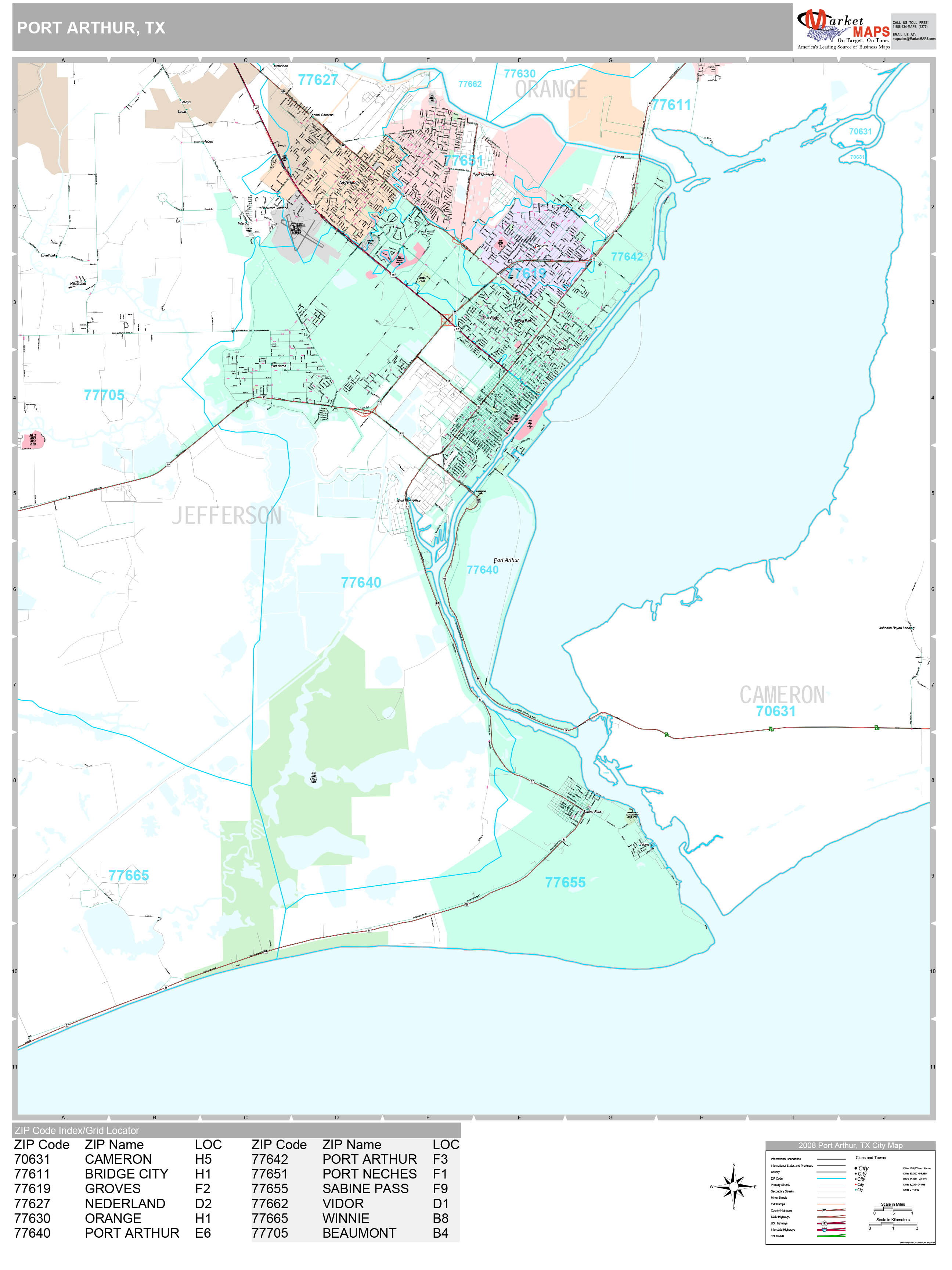 Port Arthur Texas Wall Map (Premium Style) by MarketMAPS - MapSales