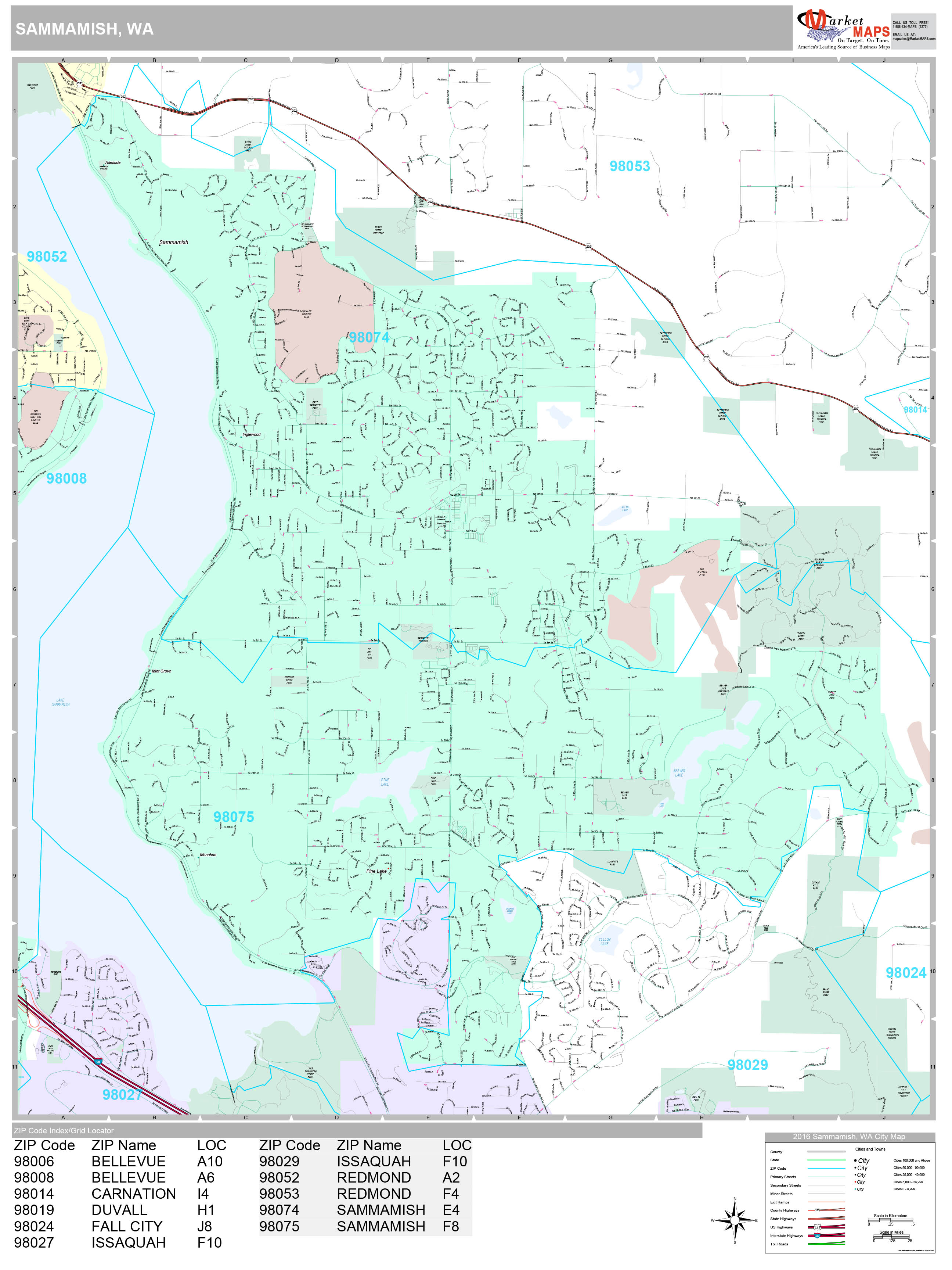 Sammamish Washington Wall Map (Premium Style) by MarketMAPS - MapSales