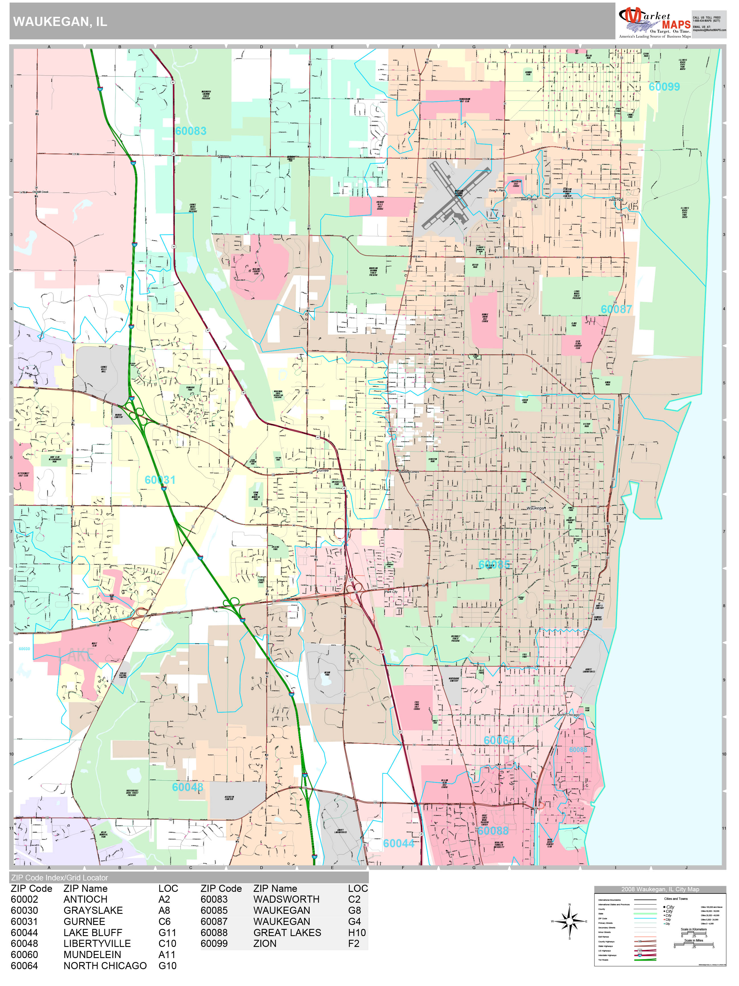 Waukegan Illinois Wall Map Premium Style By MarketMAPS MapSales Waukegan Illinois Wall Map Premium Style By MarketMAPS MapSales