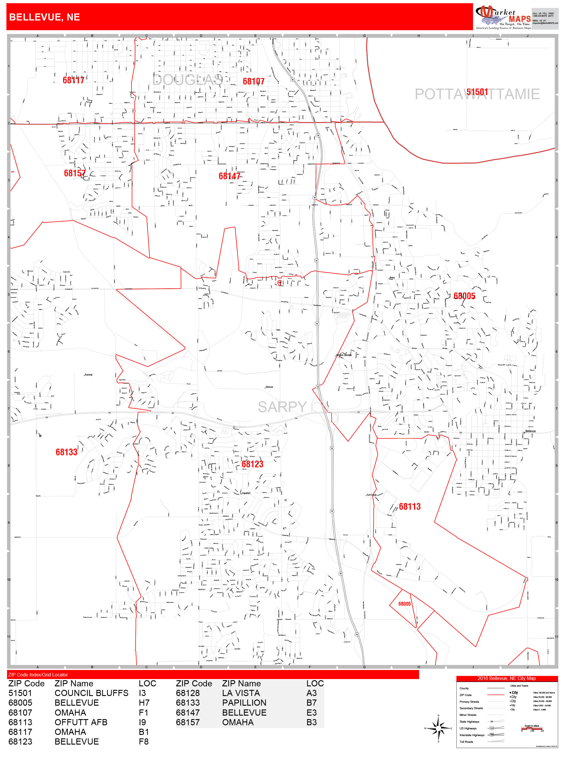Bellevue Nebraska Zip Code Wall Map Red Line Style By MarketMAPS bellevue-nebraska-zip-code-wall-map-red-line-style-by-marketmaps