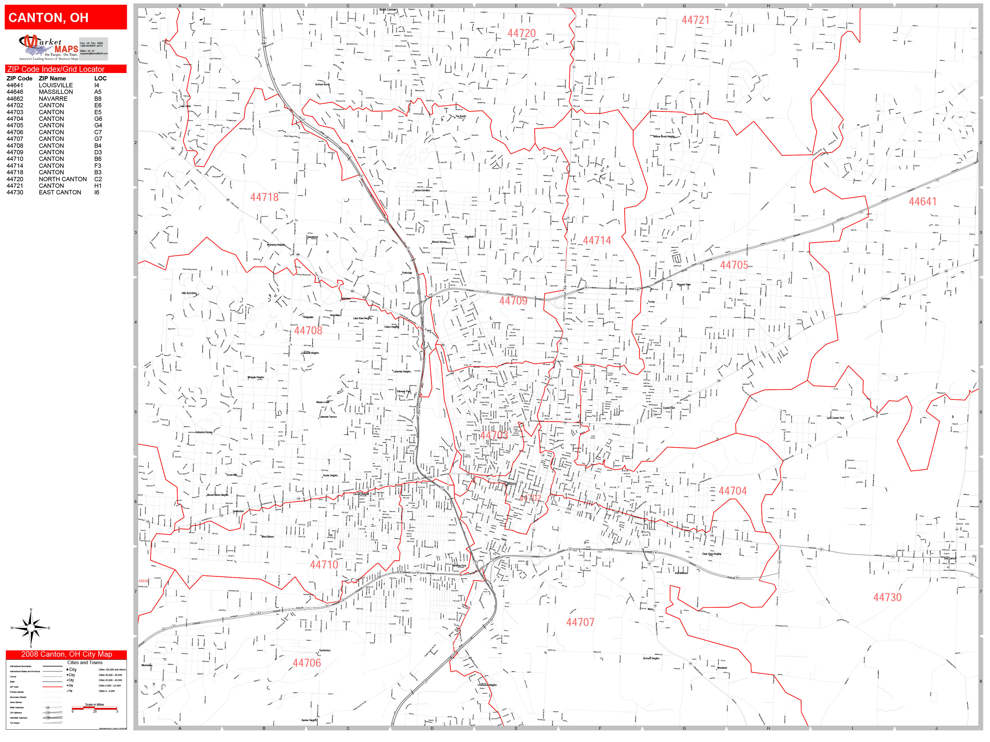 Canton Ohio Zip Code Wall Map Red Line Style By MarketMAPS MapSales Canton Ohio Zip Code Wall Map Red Line Style By MarketMAPS MapSales