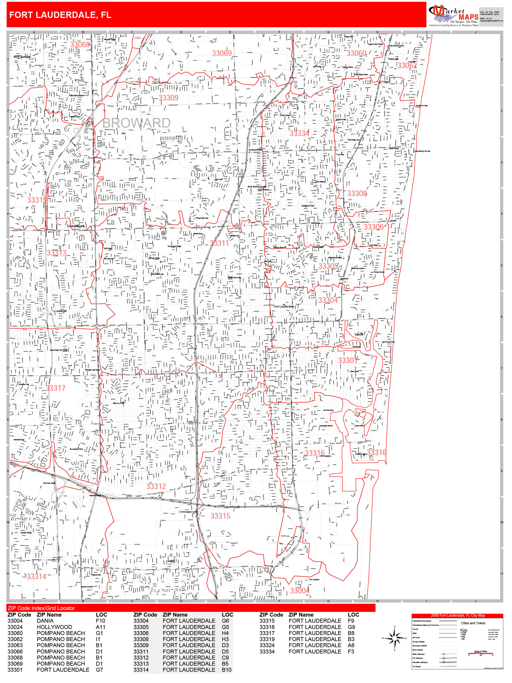 Fort Lauderdale Florida Zip Code Wall Map Red Line Style By MarketMAPS Fort Lauderdale Florida Zip Code Wall Map Red Line Style By MarketMAPS