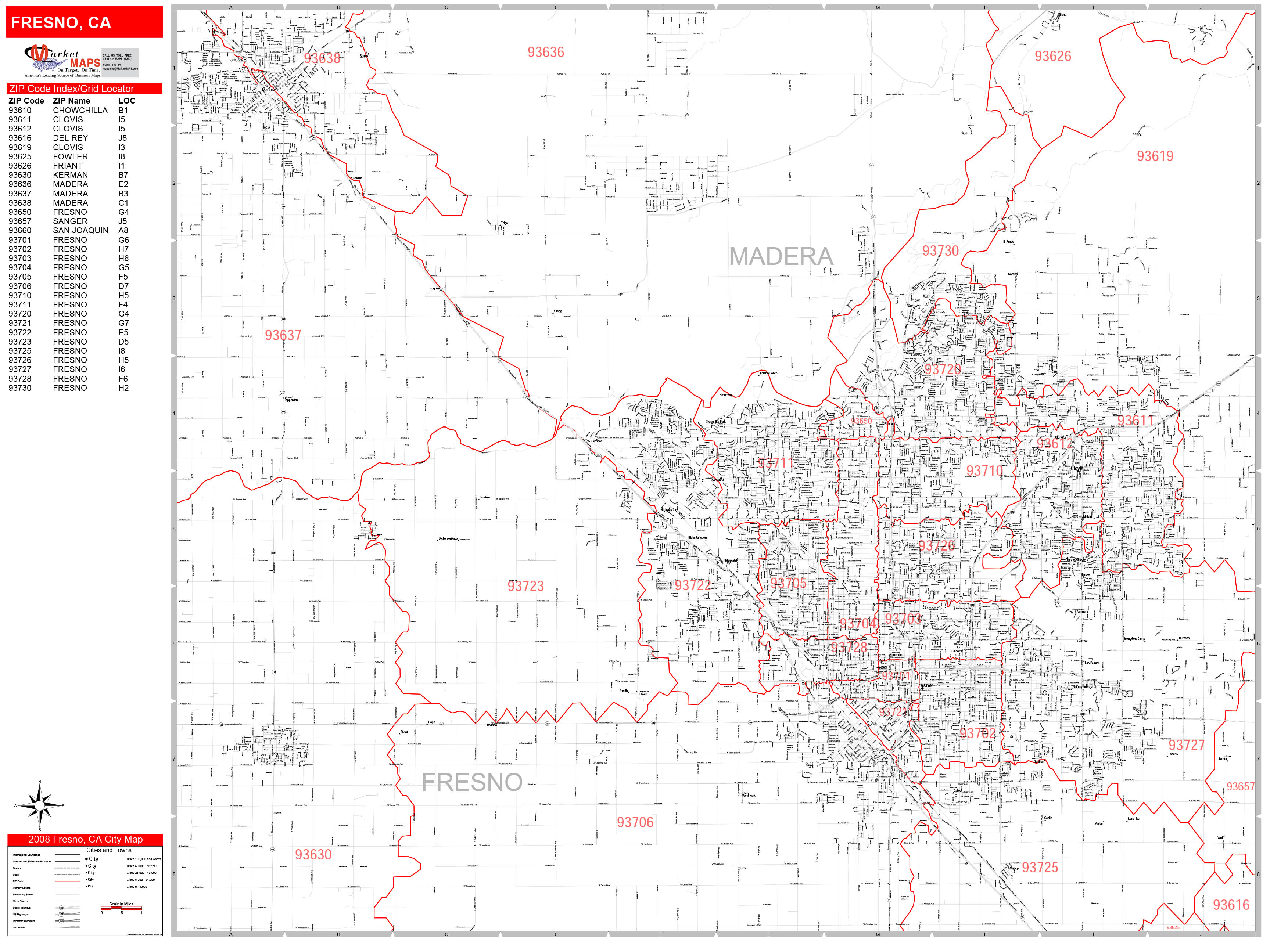 Fresno Area Zip Code Map Fresno Area Zip Code Map