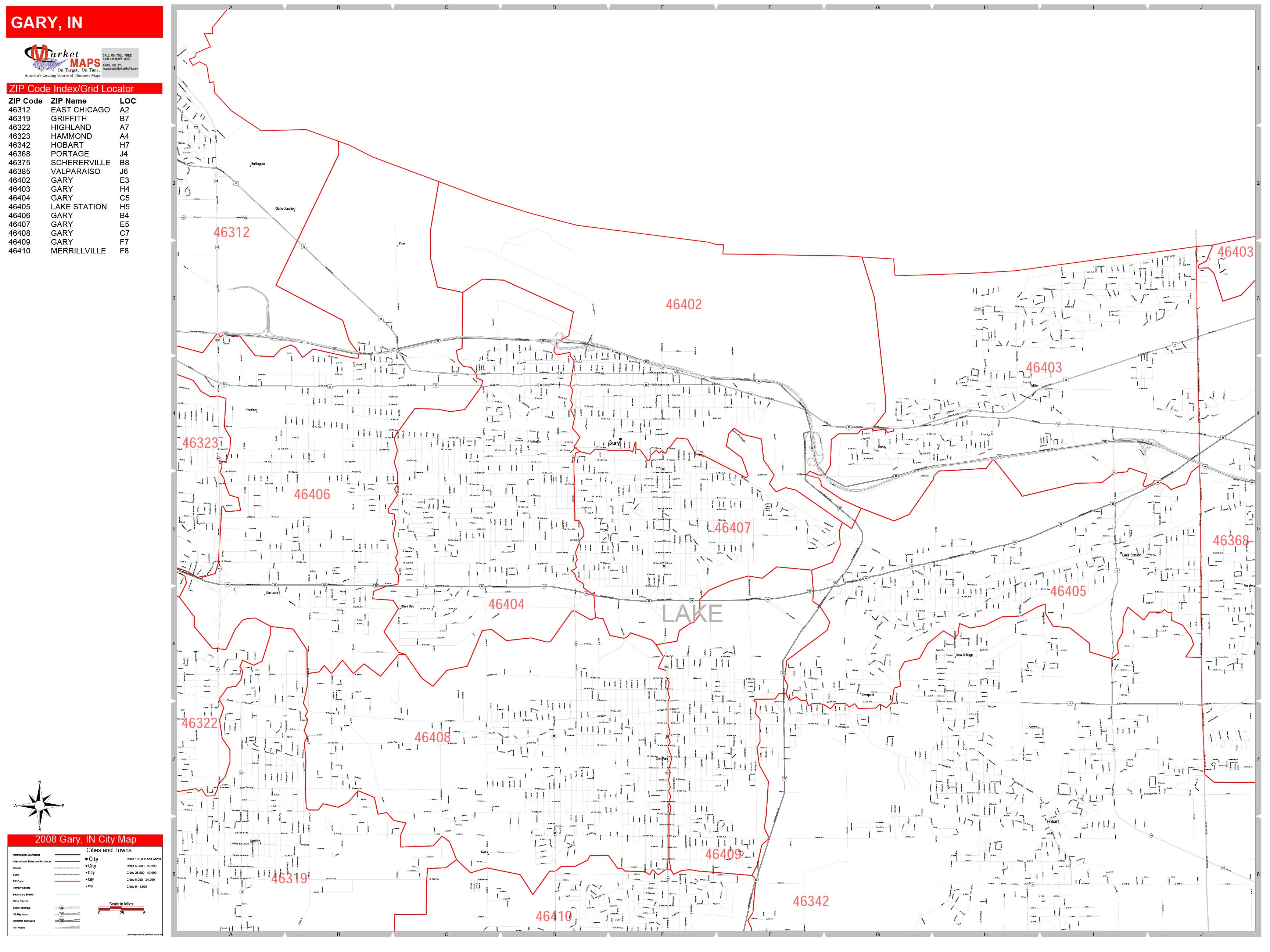 Gary Indiana Zip Code Wall Map Red Line Style By MarketMAPS MapSales Gary Indiana Zip Code Wall Map Red Line Style By MarketMAPS MapSales