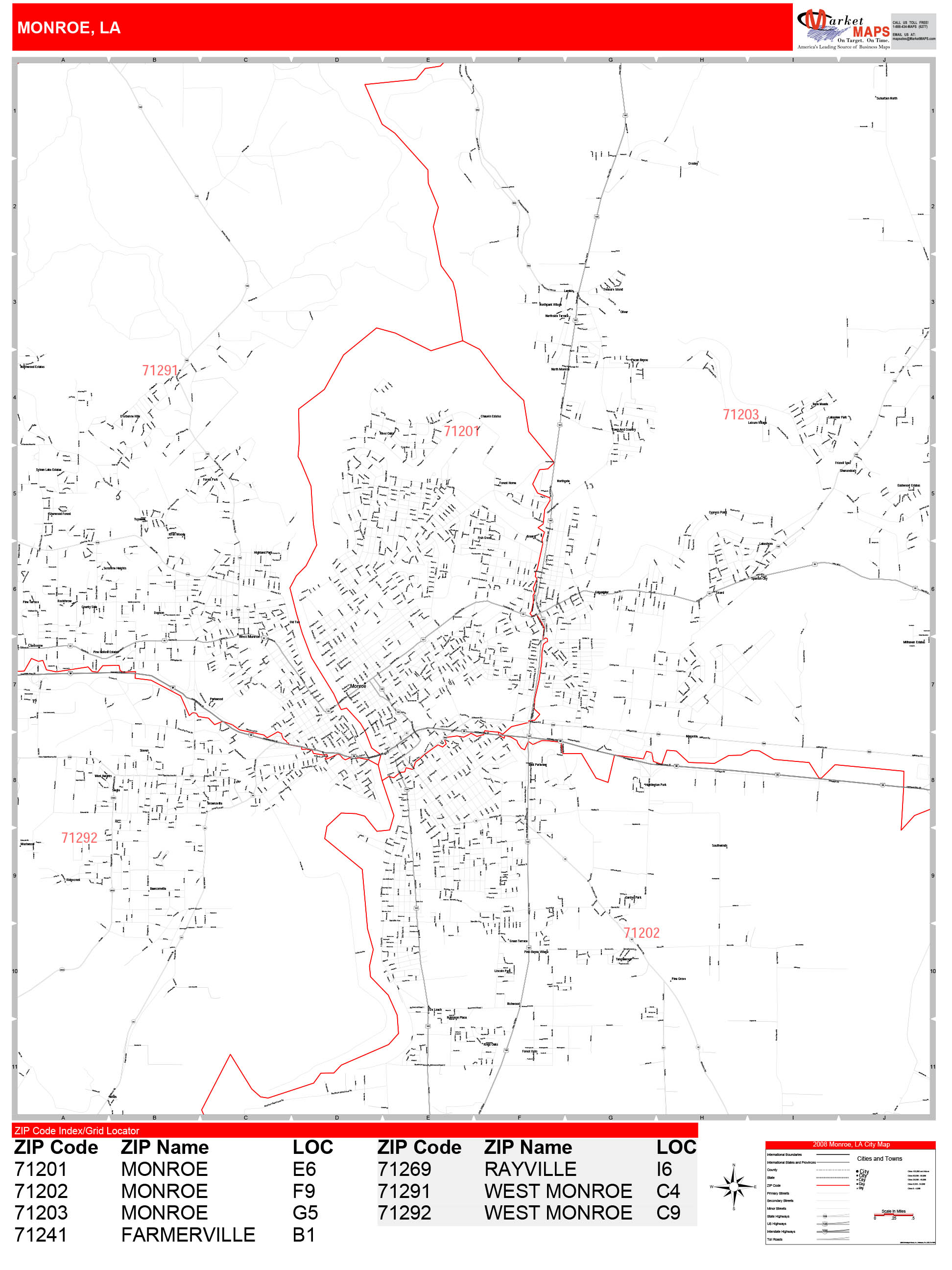 Monroe Louisiana Zip Code Wall Map Red Line Style By MarketMAPS Monroe Louisiana Zip Code Wall Map Red Line Style By MarketMAPS
