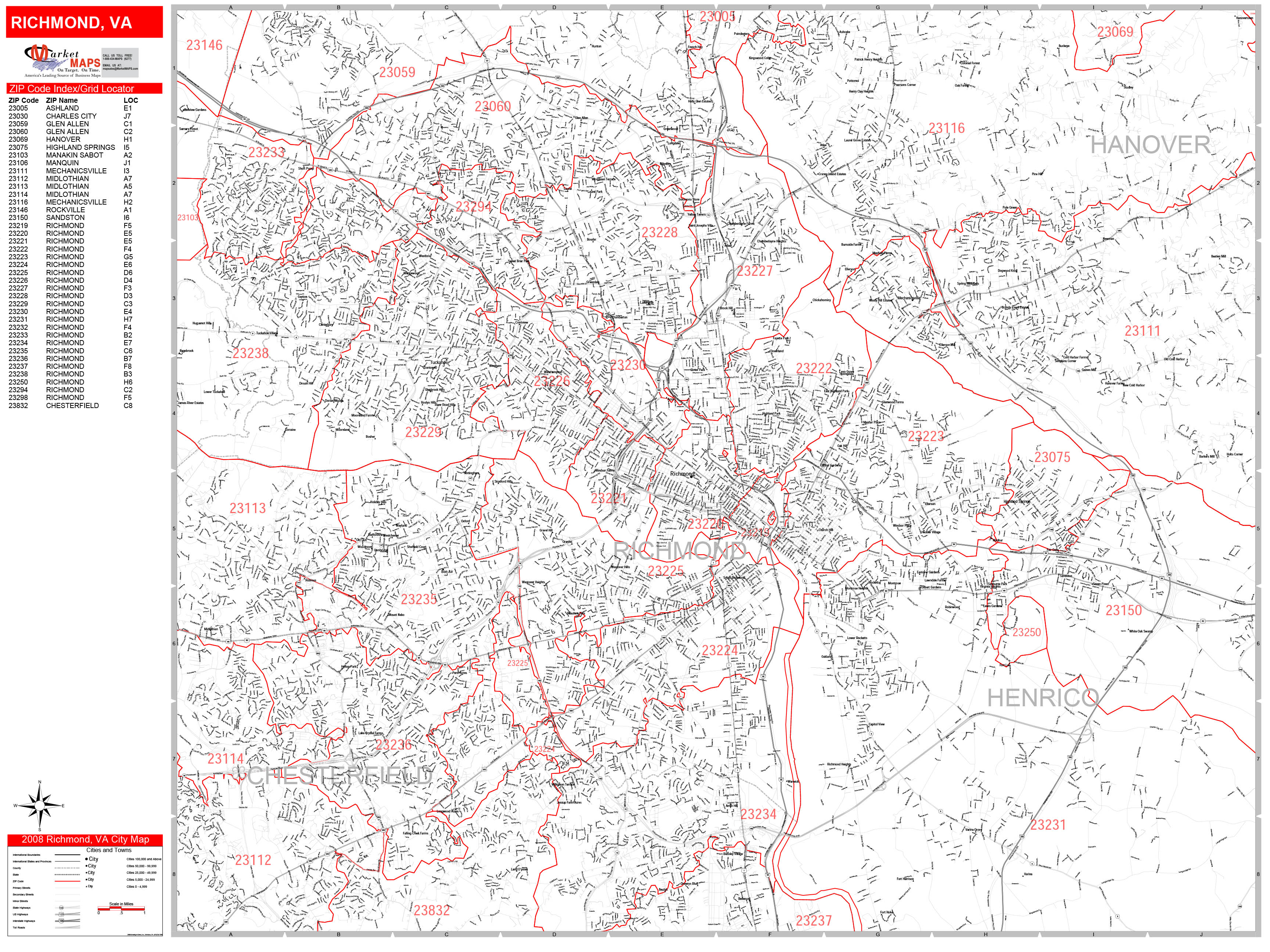 Richmond Virginia Zip Code Wall Map Red Line Style By Marketmaps Richmond Virginia Zip Code Wall Map Red Line Style By Marketmaps