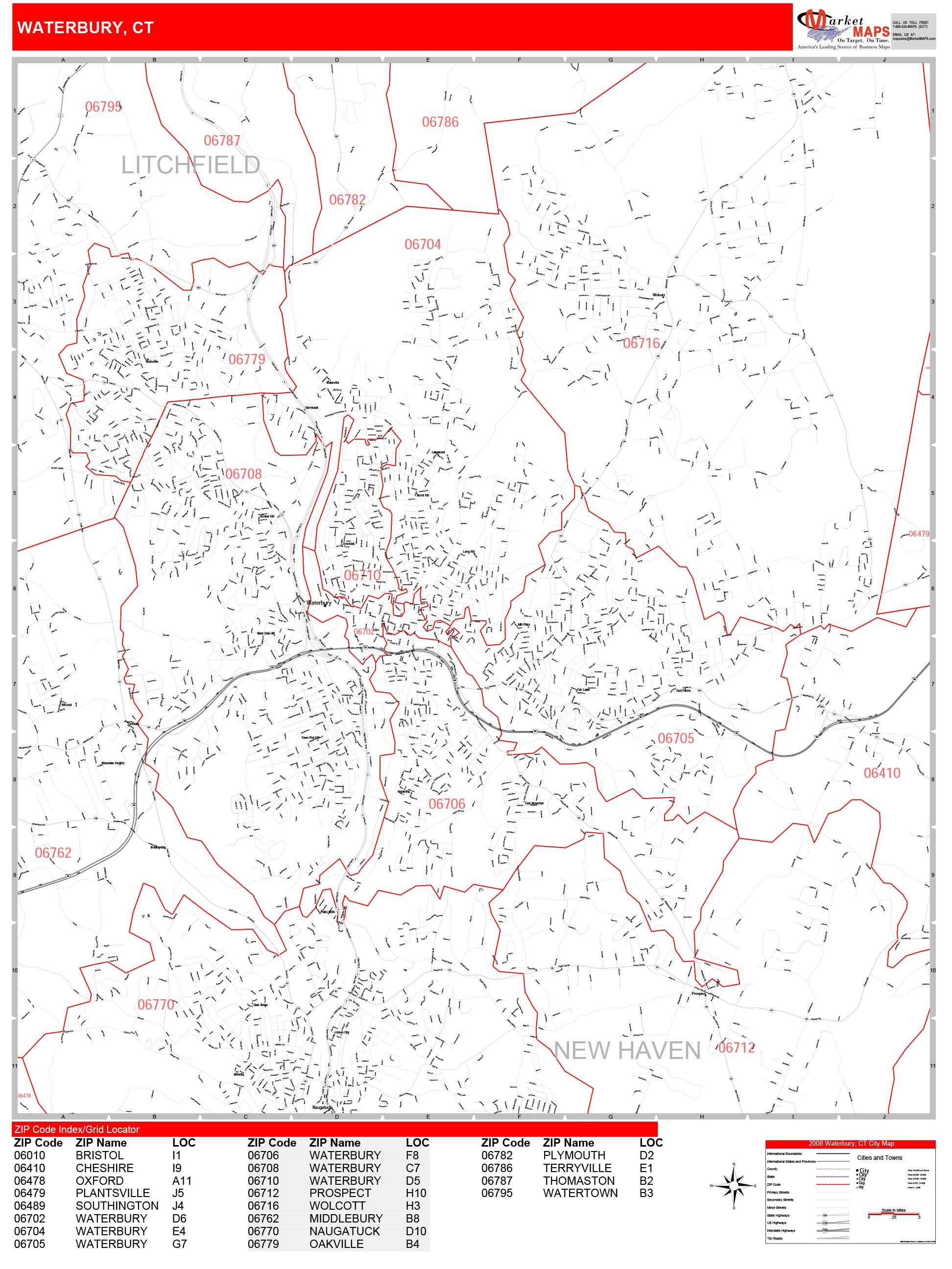 Waterbury Ct Zip Code Map - Map