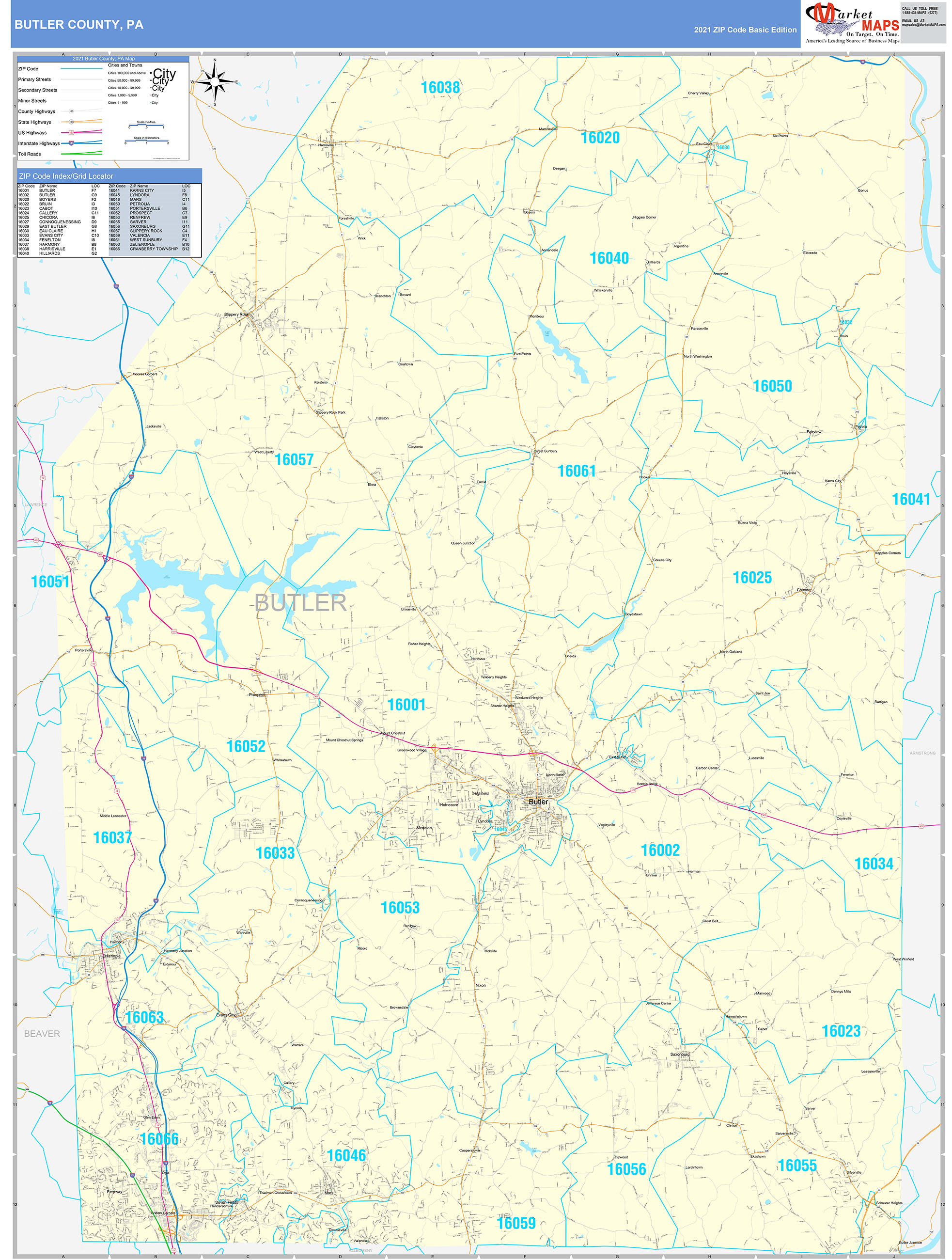 Butler County Zip Code Map Butler County Zip Code Map