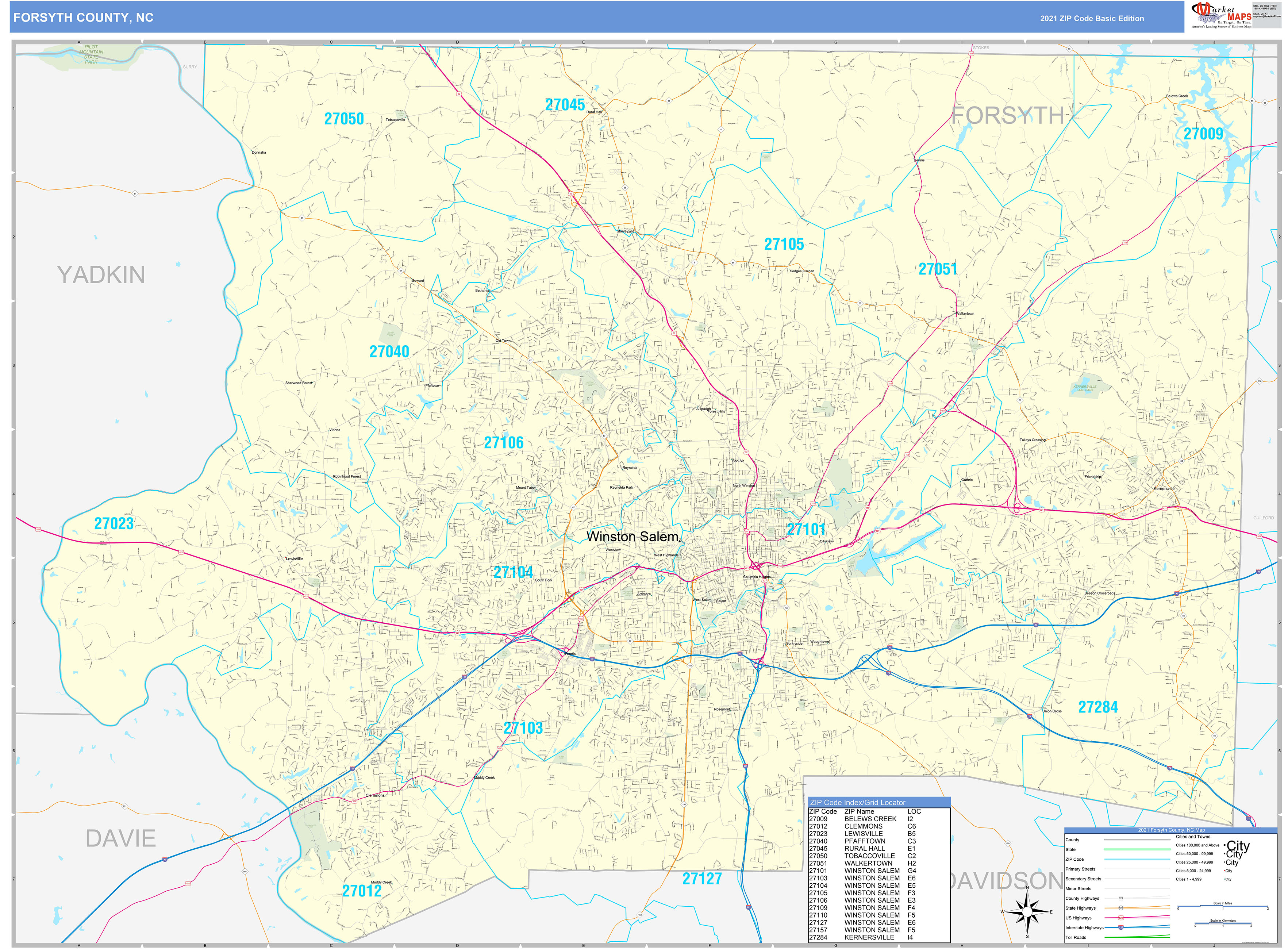 Forsyth County, NC Zip Code Wall Map Basic Style by MarketMAPS ... Forsyth County, NC Zip Code Wall Map Basic Style by MarketMAPS ...