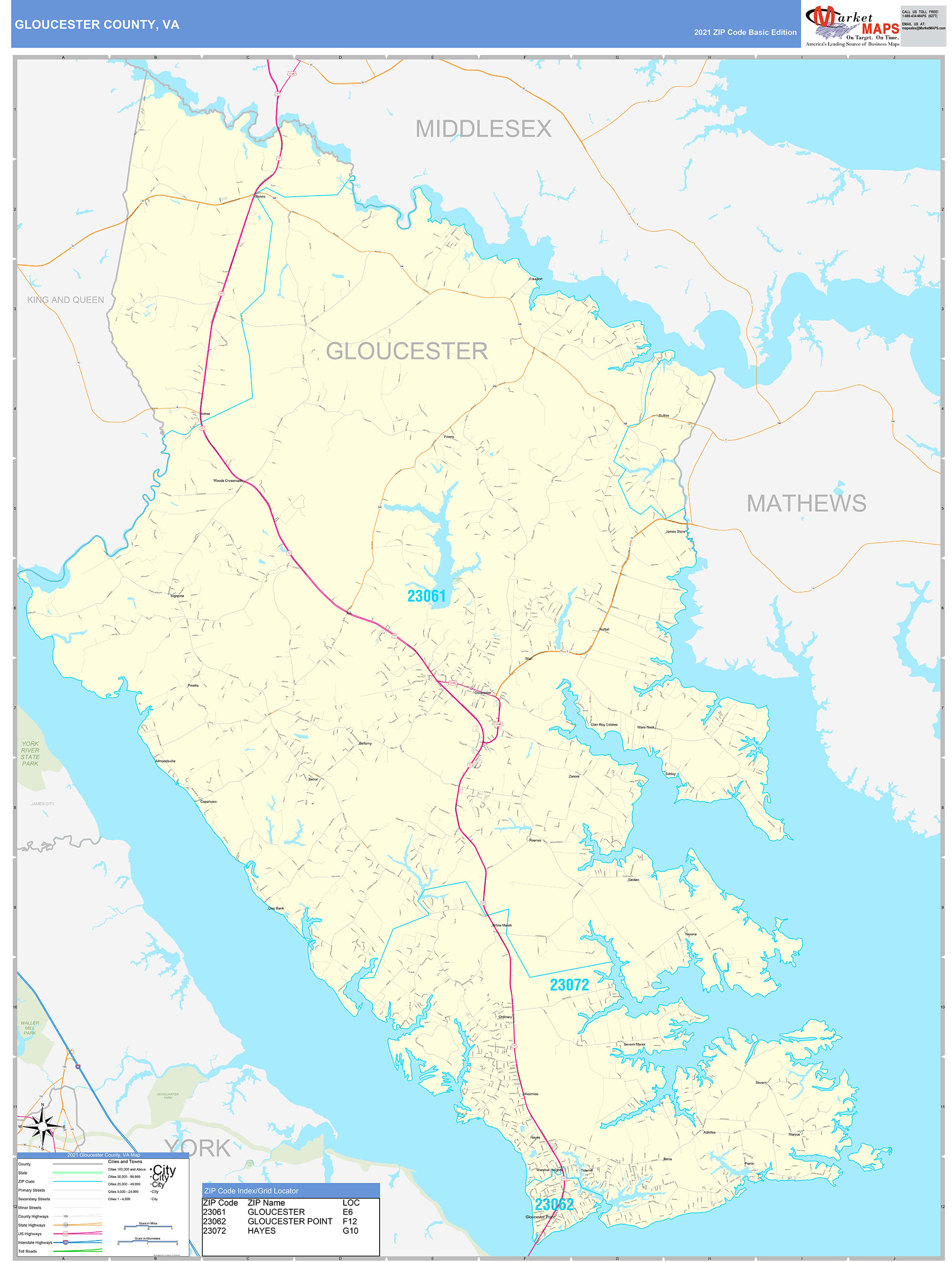 Gloucester County, VA Zip Code Wall Map Basic Style by MarketMAPS ... Gloucester County, VA Zip Code Wall Map Basic Style by MarketMAPS ...