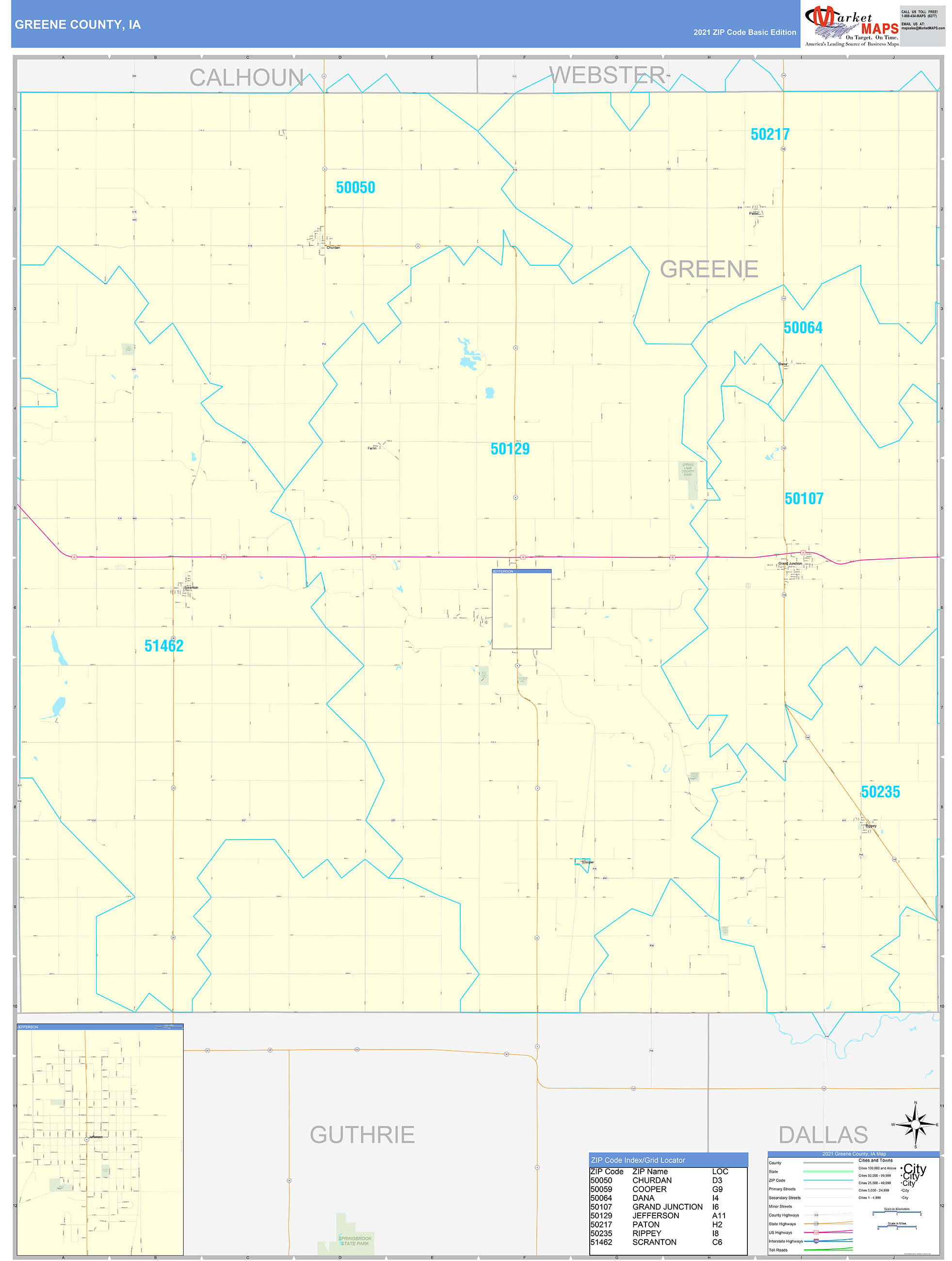 Greene County, IA Zip Code Wall Map Basic Style by MarketMAPS - MapSales Greene County, IA Zip Code Wall Map Basic Style by MarketMAPS - MapSales