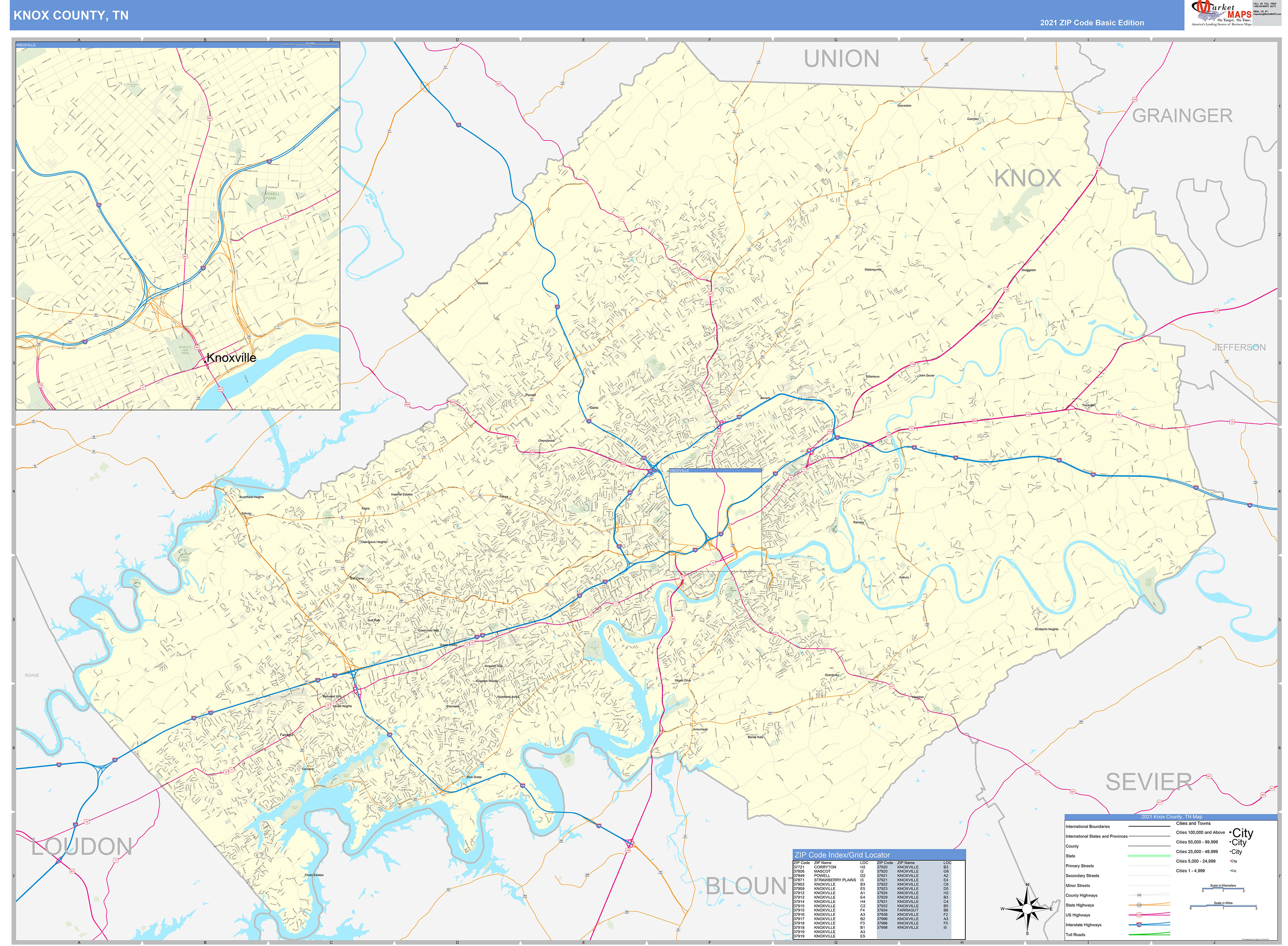 Knox County TN Zip Code Wall Map Basic Style By MarketMAPS MapSales Knox County TN Zip Code Wall Map Basic Style By MarketMAPS MapSales